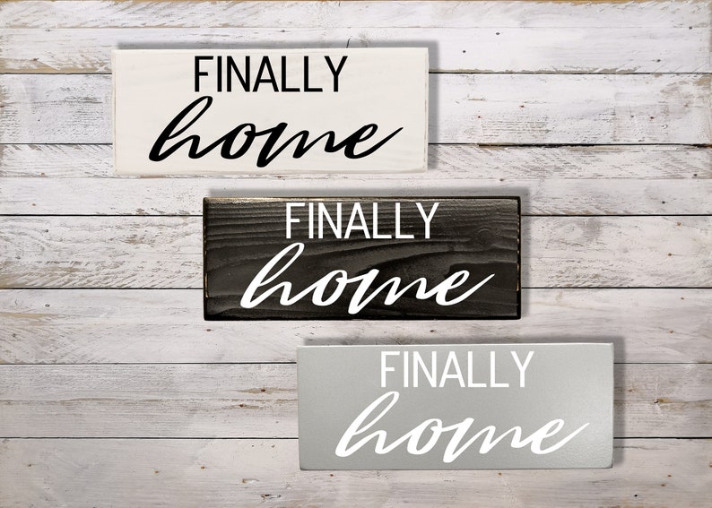 Finally Home Handmade Minimalist Black Gray White Wood Sign | Etsy