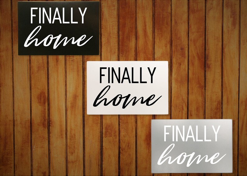 Finally Home Handmade Minimalist Black Gray White Wood Sign | Etsy