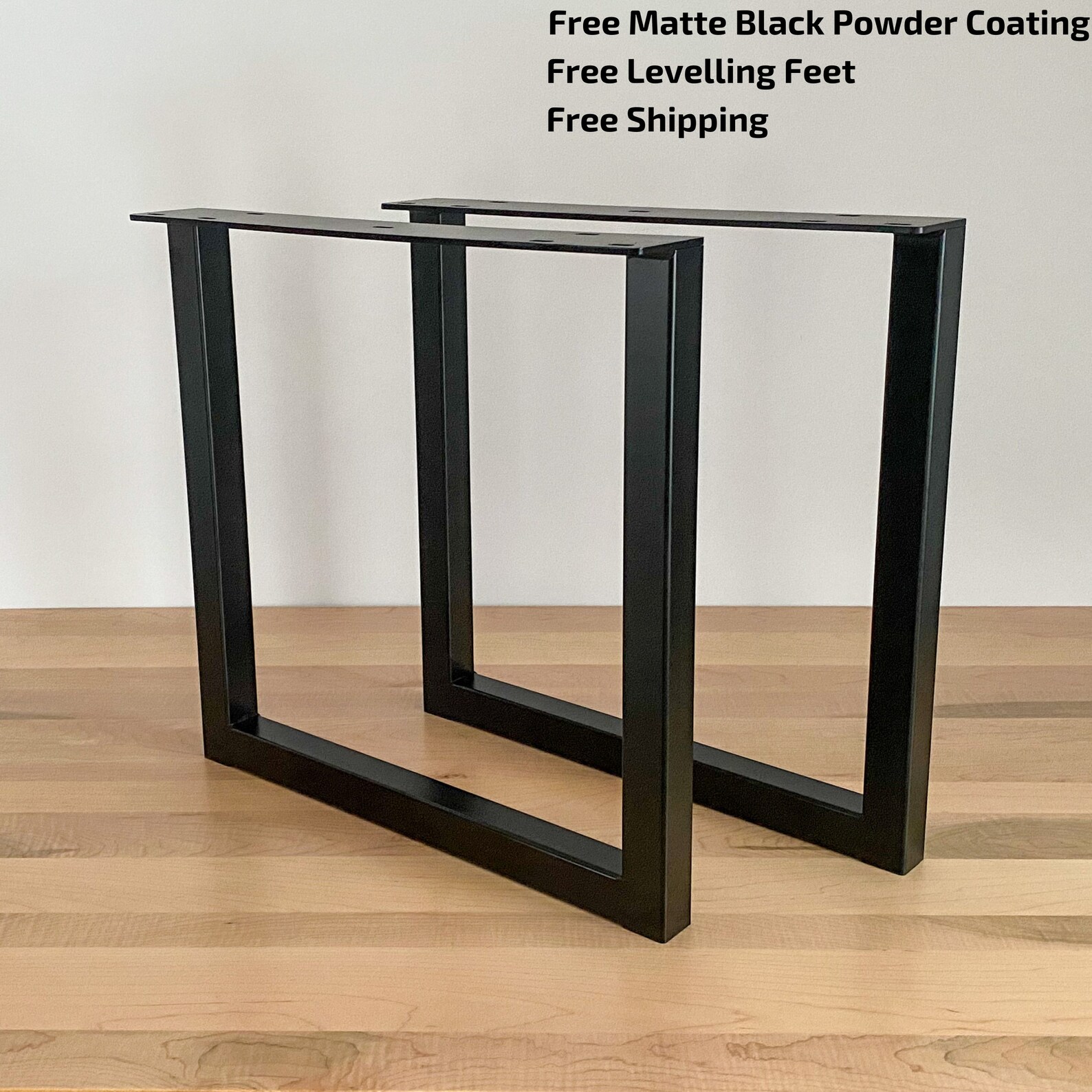 2x U Shaped Legs of Square Tubed Metal Table Legs 10 35 Matte Black ...