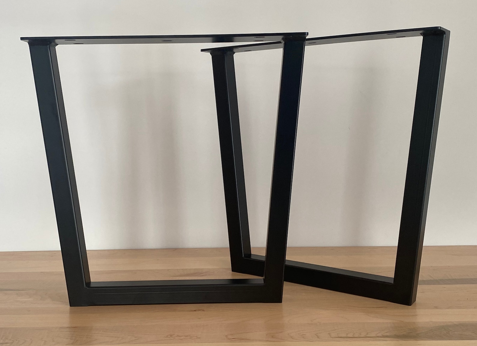 Set of 2 Trapezoid Metal Table Legs Black (10" - 28") for Dining ...