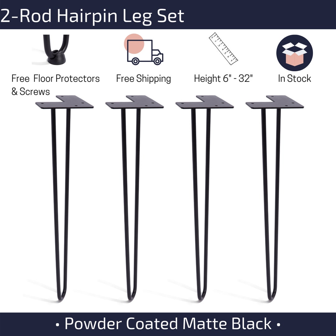 Set(4 Legs) Black Original 2-rod Hairpin Legs 6" to 32" - Etsy