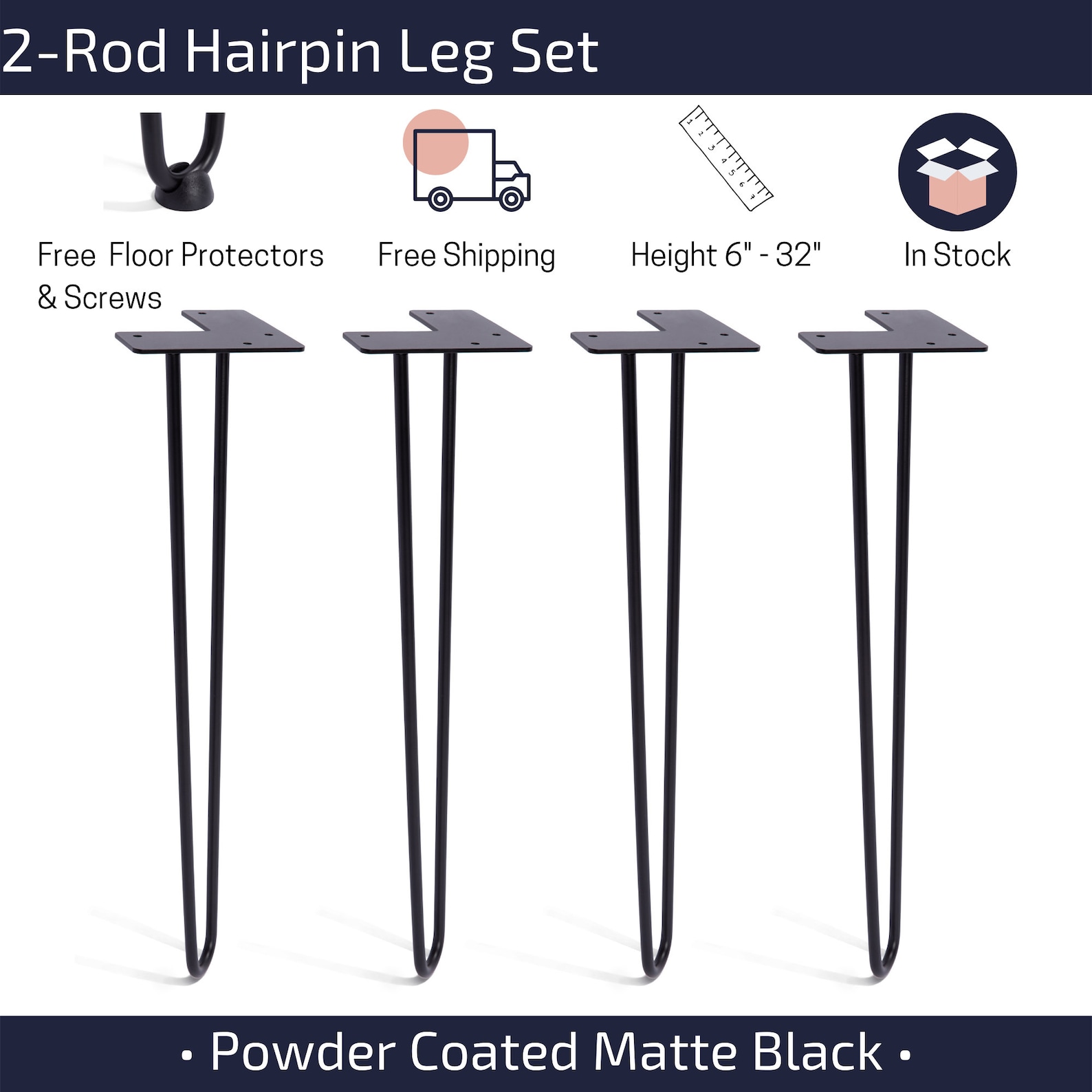 Set4 Legs Black Original 2-rod Hairpin Legs 6 to - Etsy