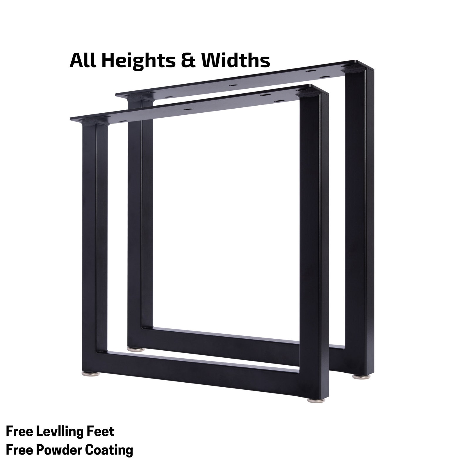 2x U Shaped Legs of Square Tubed Metal Table Legs 10 35 Matte Black ...