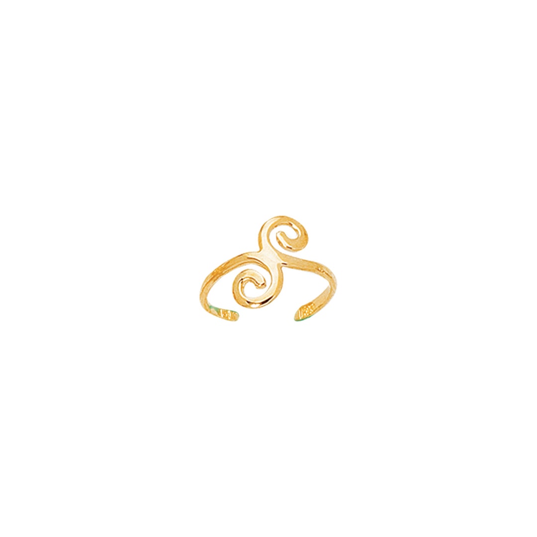 14k Solid Yellow Gold Swirl Design Unique Toe Ring Dainty, Minimalist ...