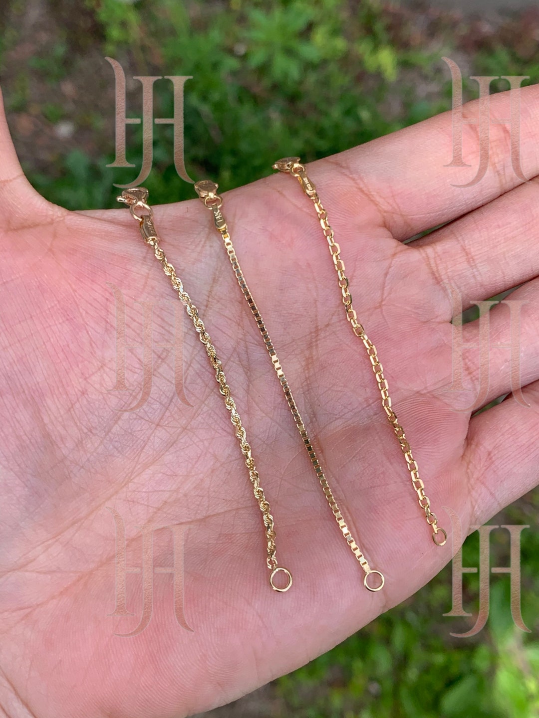 14k Solid Gold Extendable Box Chain, Cable Chain Extender,rope Chain ...