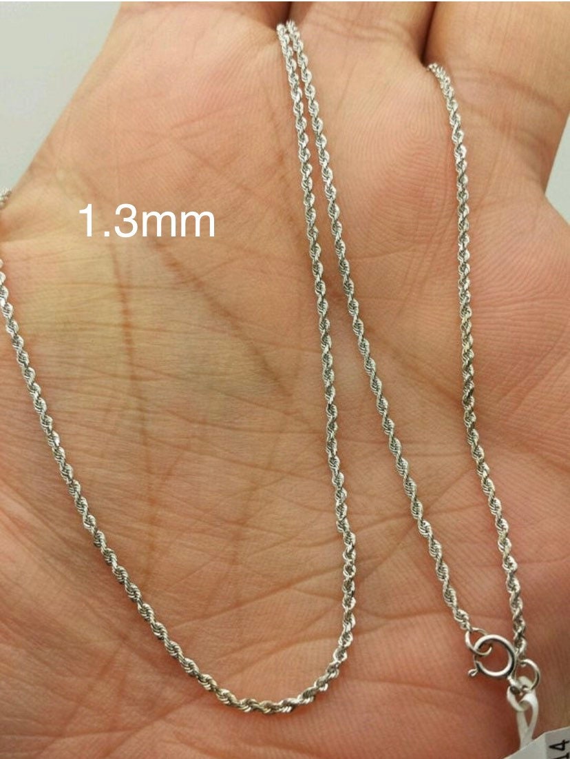 14k Solid White Gold Diamond Cut Twist Rope Chain Royal Rope | Etsy