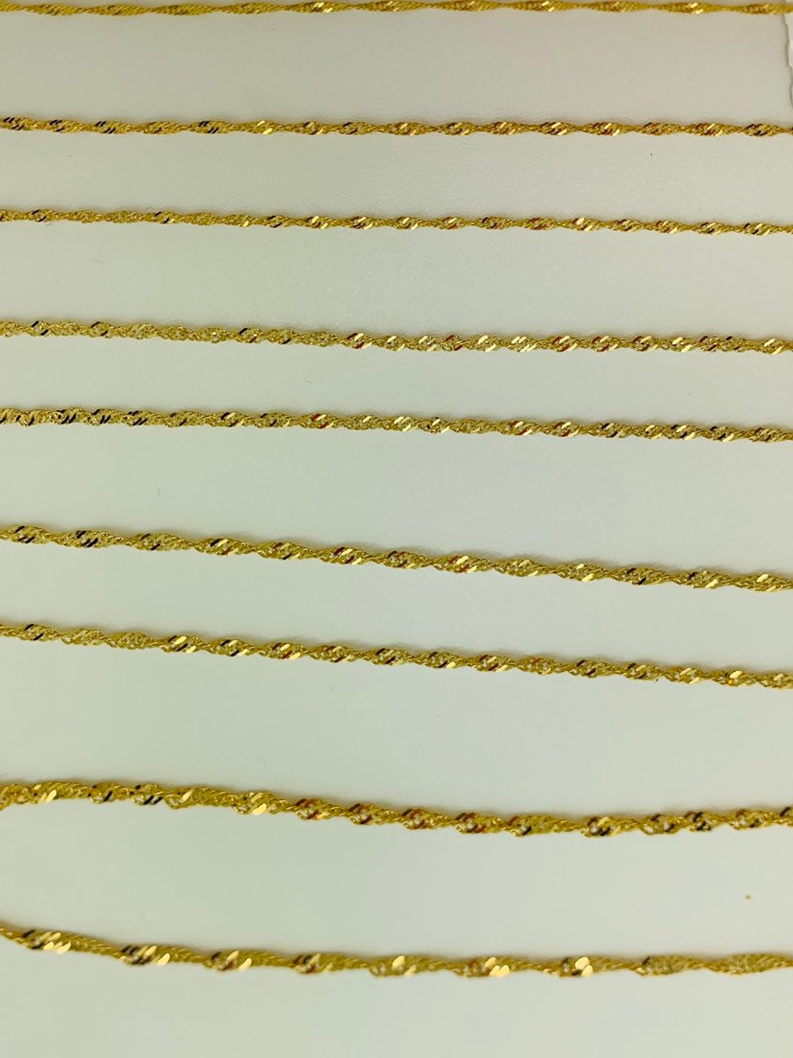 10k Solid Yellow Gold Diamond Cut Singapore Chaindiamond Cut | Etsy