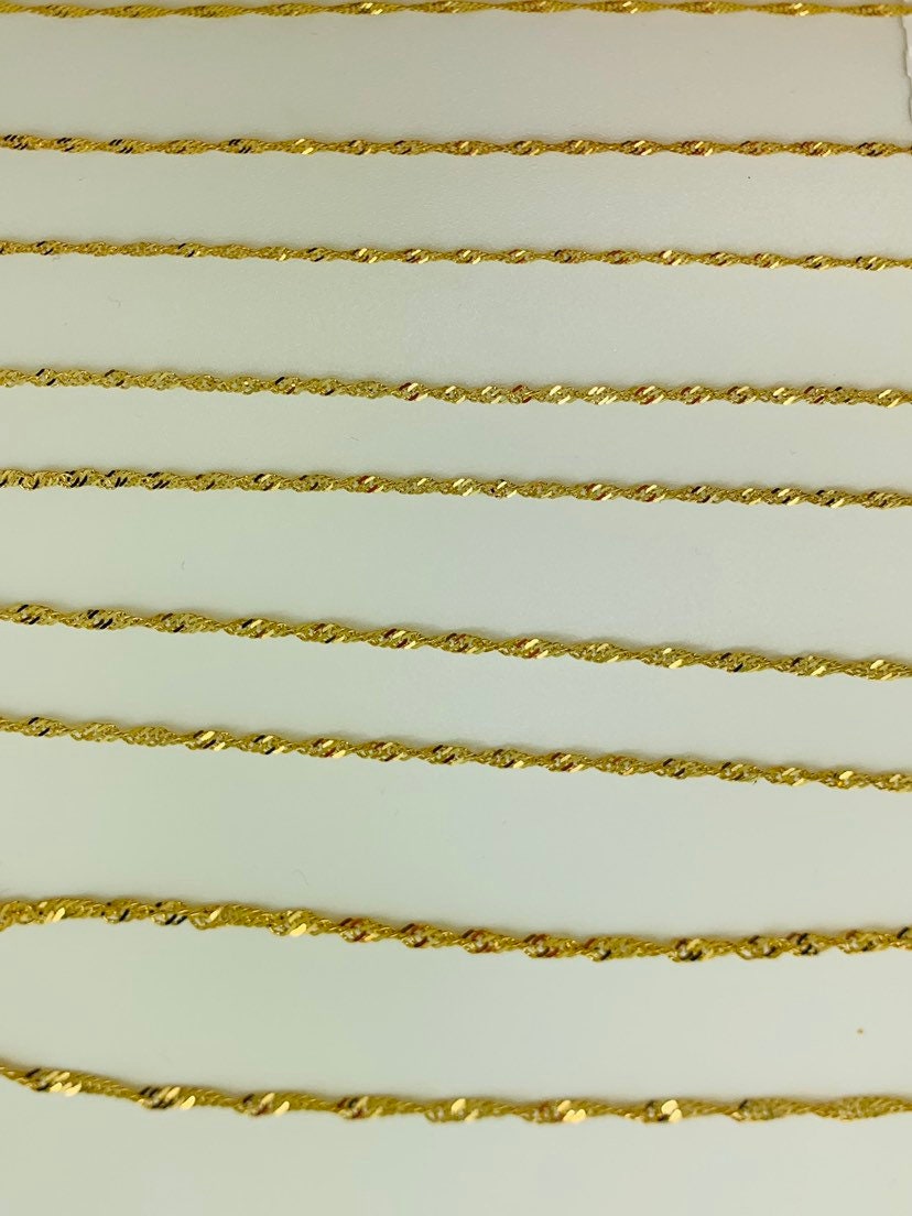 10k Solid Yellow Gold Diamond Cut Singapore Chaindiamond Cut | Etsy