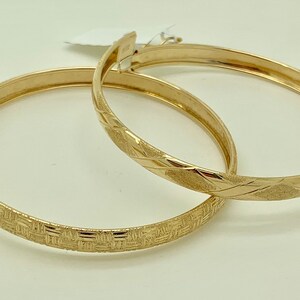 10k Yellow Gold Bangle Bracelet,diamond Cut Bangle,stacking Bracelet ...