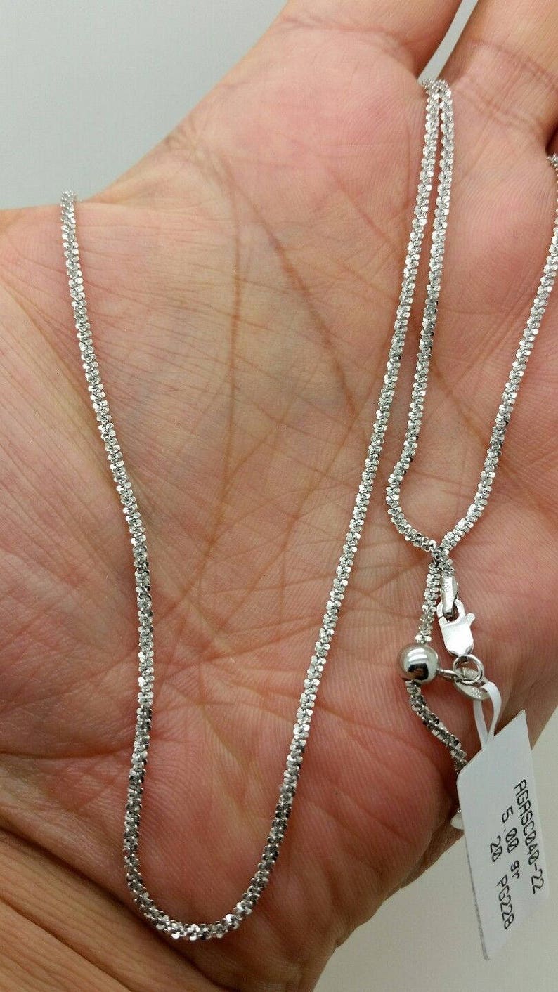 925 Sterling Silver Solid Diamond Cut Sparkle Adjustable Chain | Etsy