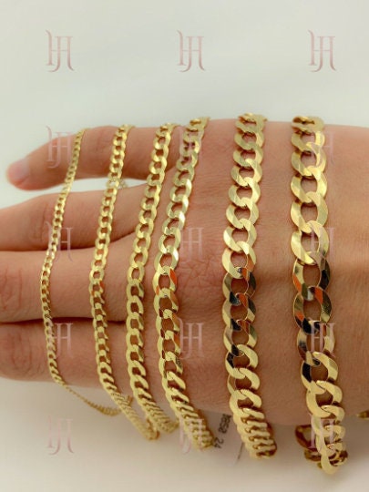 10k Solid Gold High Polish Cuban Curb Necklace Pendant Chain,2.6mm,3 ...