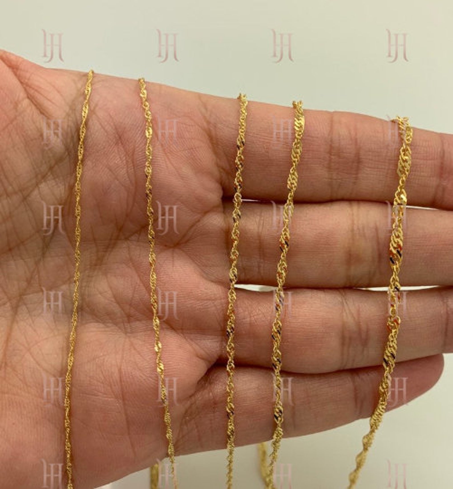 10k Solid Yellow Gold Diamond Cut Singapore Chain,diamond Cut Necklace ...