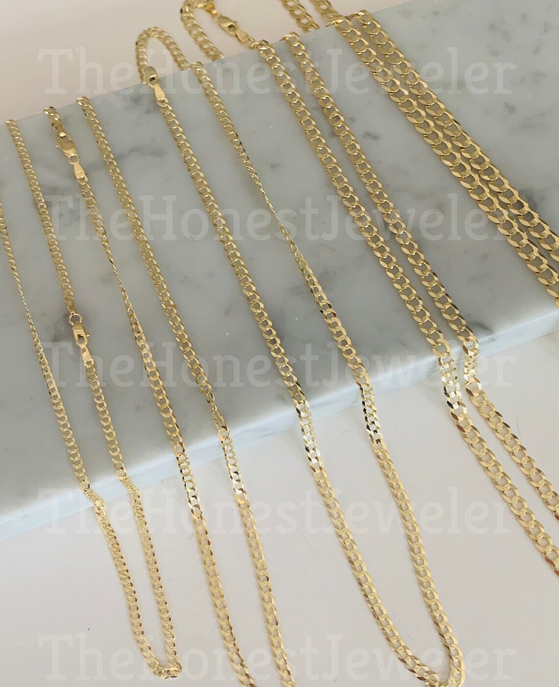 14k Solid Yellow Gold Cuban Chain Necklace Cuban Curb Link - Etsy