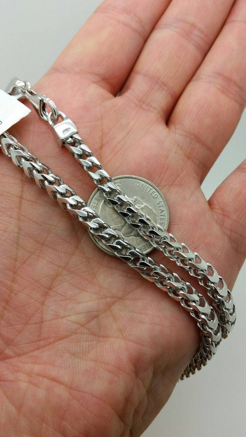 925 Sterling Silver Italian Square Box Franco Link Chain - Etsy