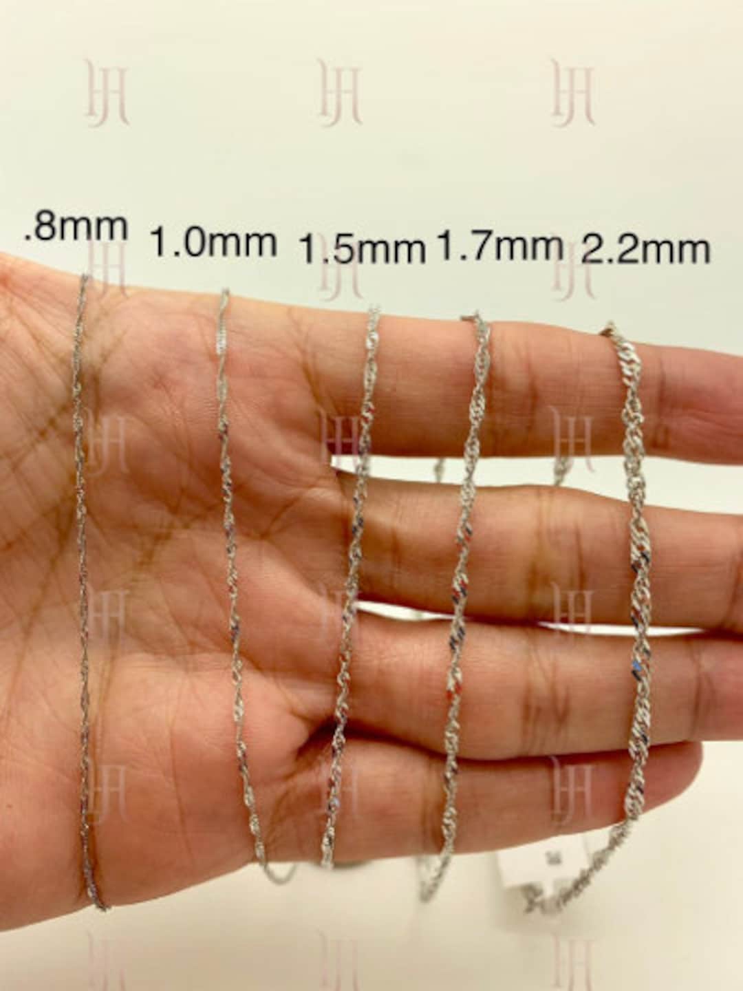 10k Solid White Gold Diamond Cut Singapore Chain,diamond Cut Necklace ...