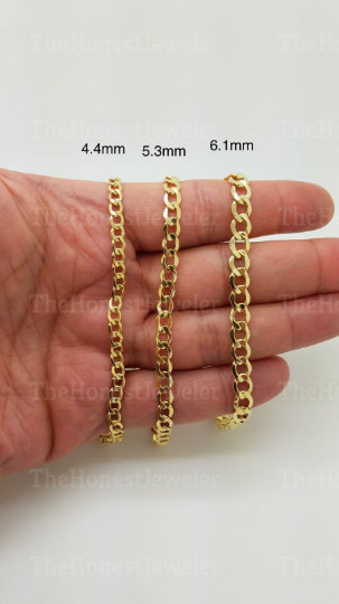 10k Gold Hollow High Polish Cuban Lightweight Curb Chain/mens Cuban ...
