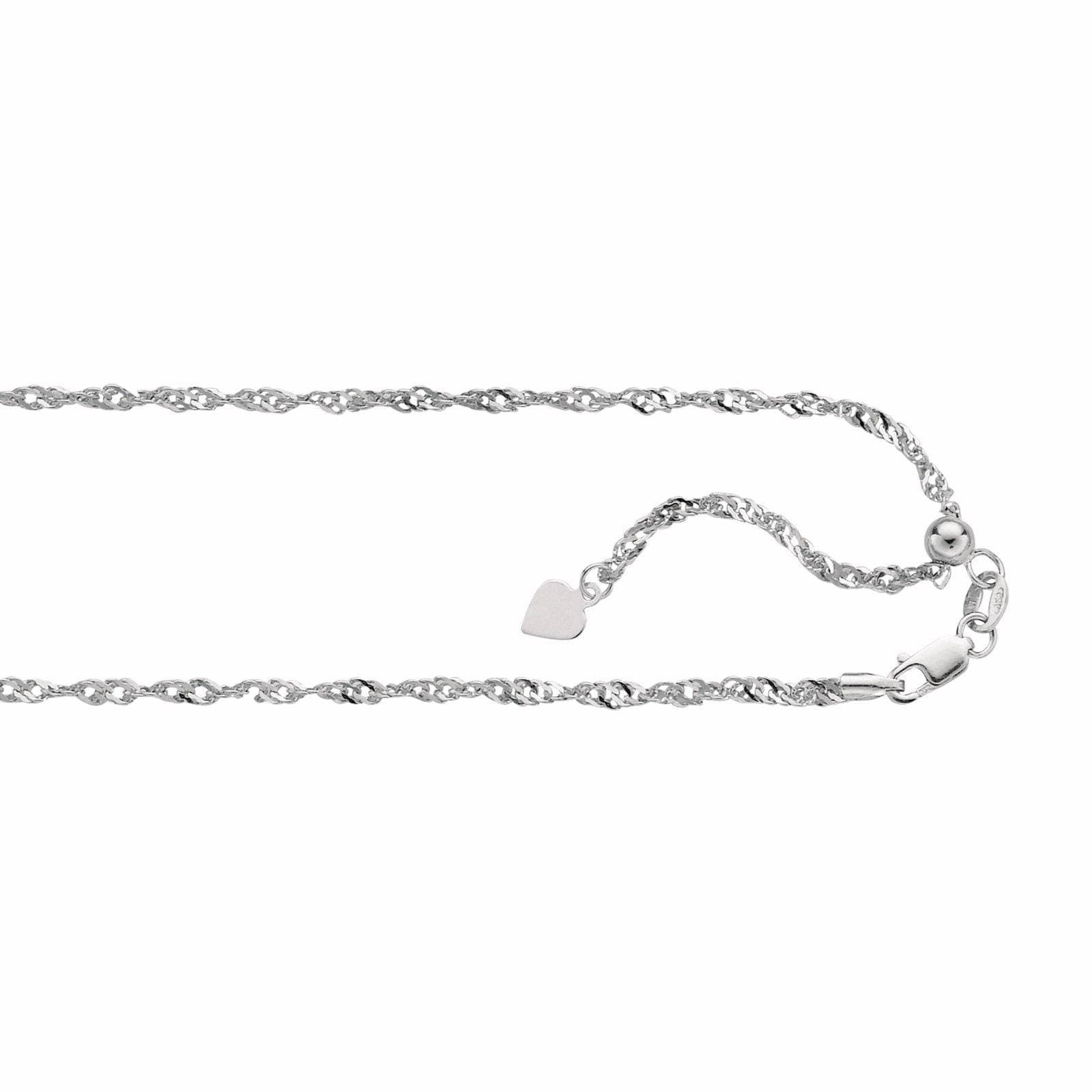 14k White Gold Diamond Cut Twist Cable Adjustable Chain - Etsy Singapore
