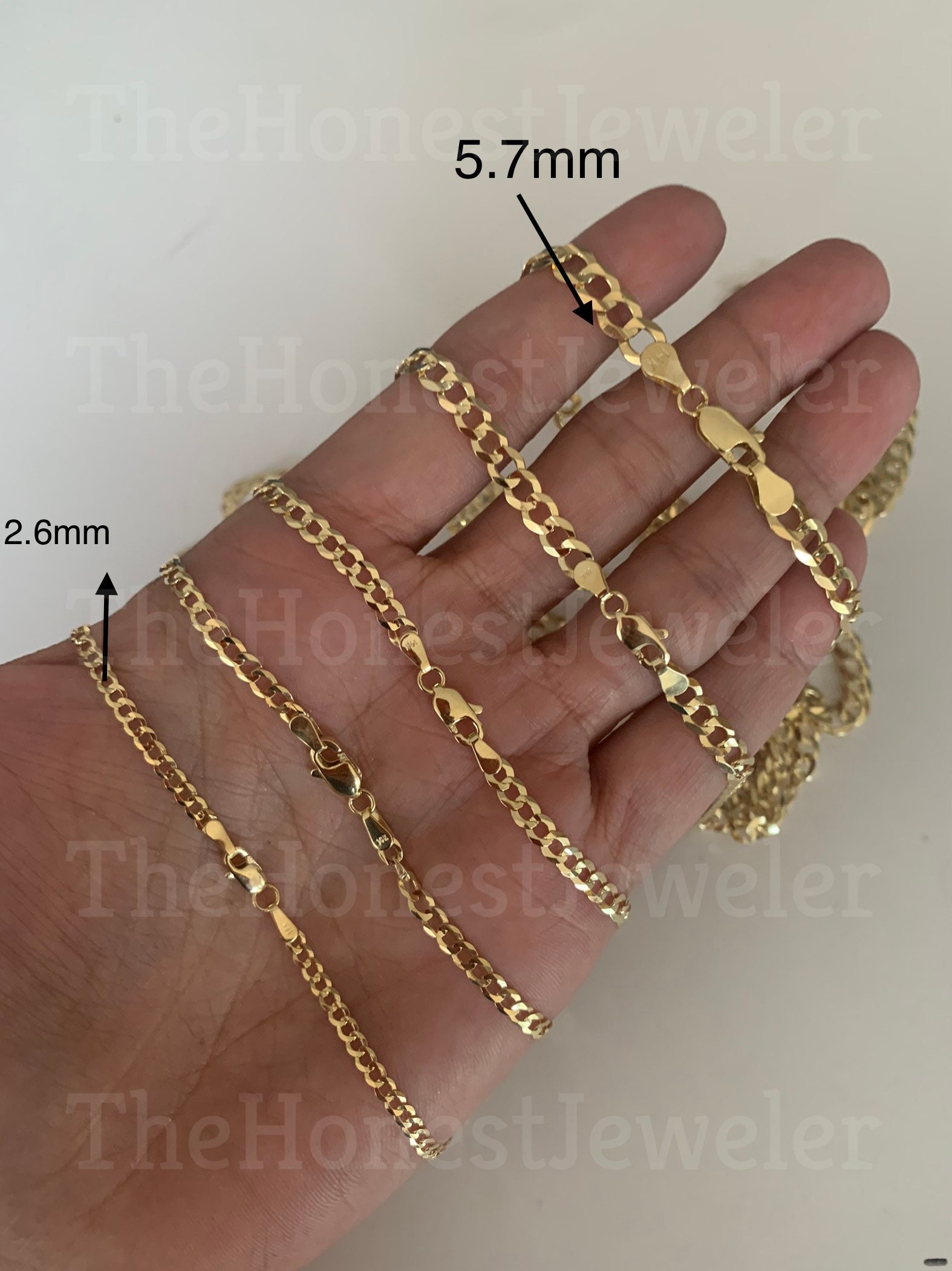 14k Solid Yellow Gold Cuban Chain Necklace Cuban Curb Link - Etsy