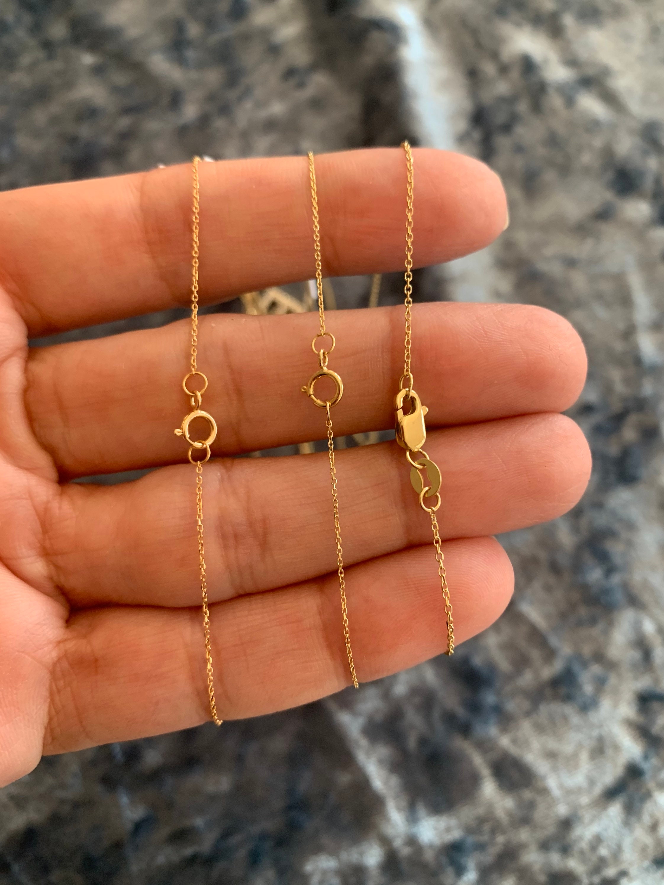 14k Solid Gold Design Initial Necklace, Diamond Cut Dainty Initial ...