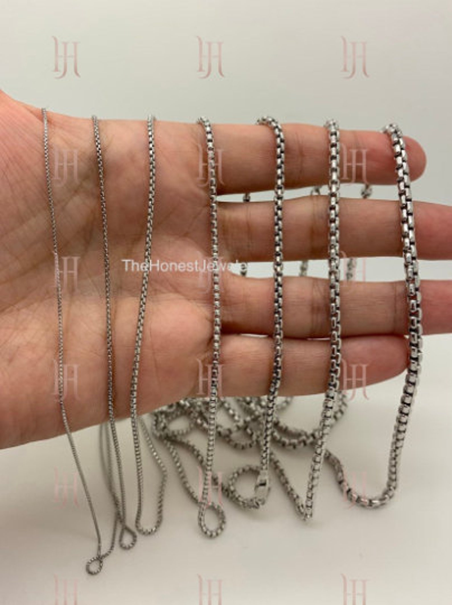 Silver Round box Chain 925 Solid Silver Round Box | Etsy