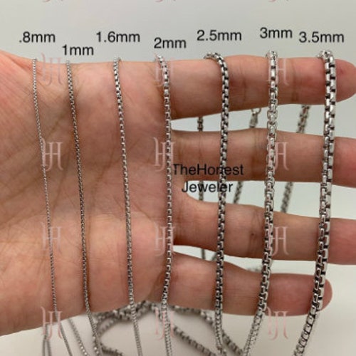 3mm Round Box Chain Necklace Real Sterling Silver Platinum - Etsy