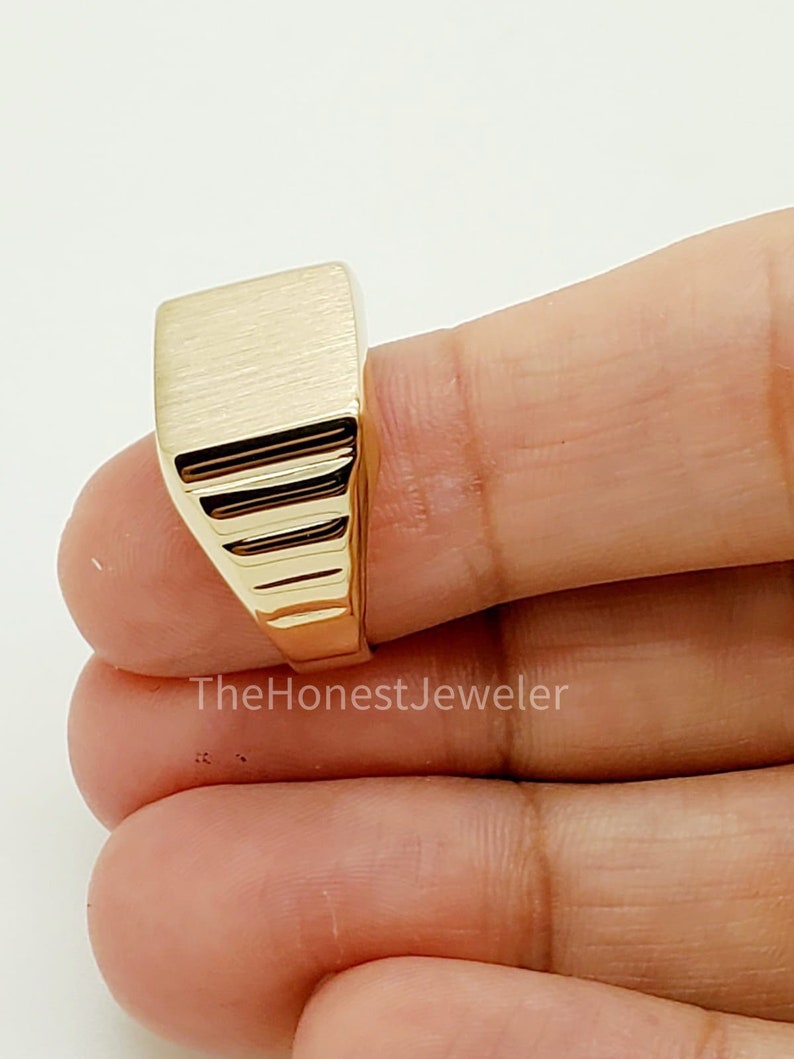 14k Gold Square Signet Ring Men's Signet Ringengravable | Etsy