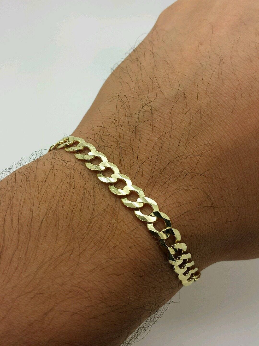 14k Solid Yellow Gold High Polish Cuban Curb Link Chain Bracelet 8.5 ...