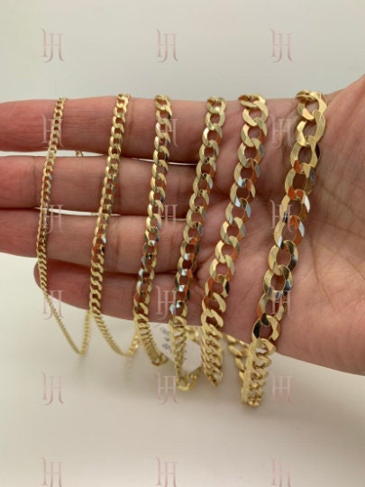 10k Solid Gold High Polish Cuban Curb Necklace Pendant Chain,2.6mm,3 ...