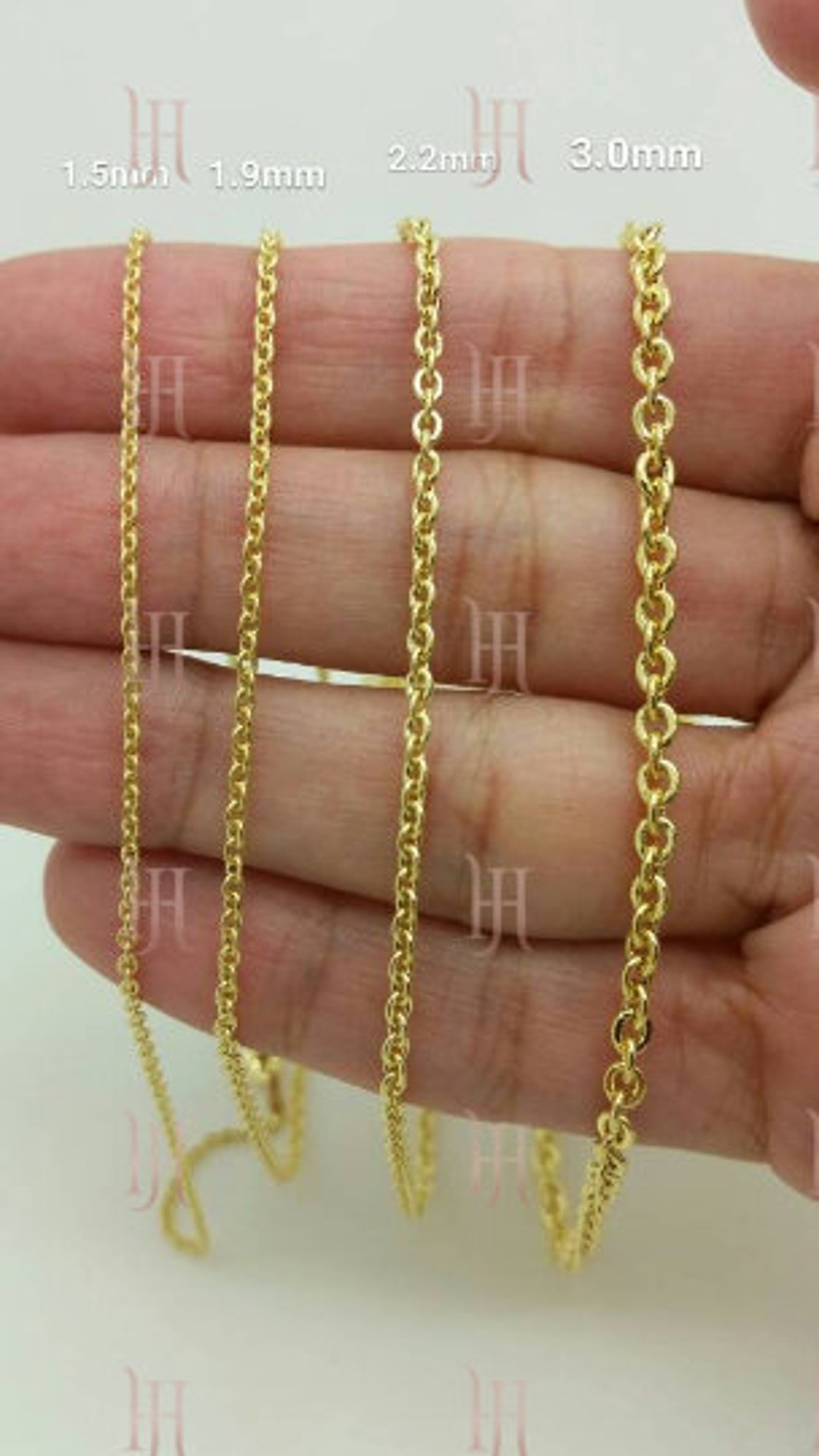 14k Yellow Gold Forsantina Chain, Cable Link Chain,gold High Polish ...