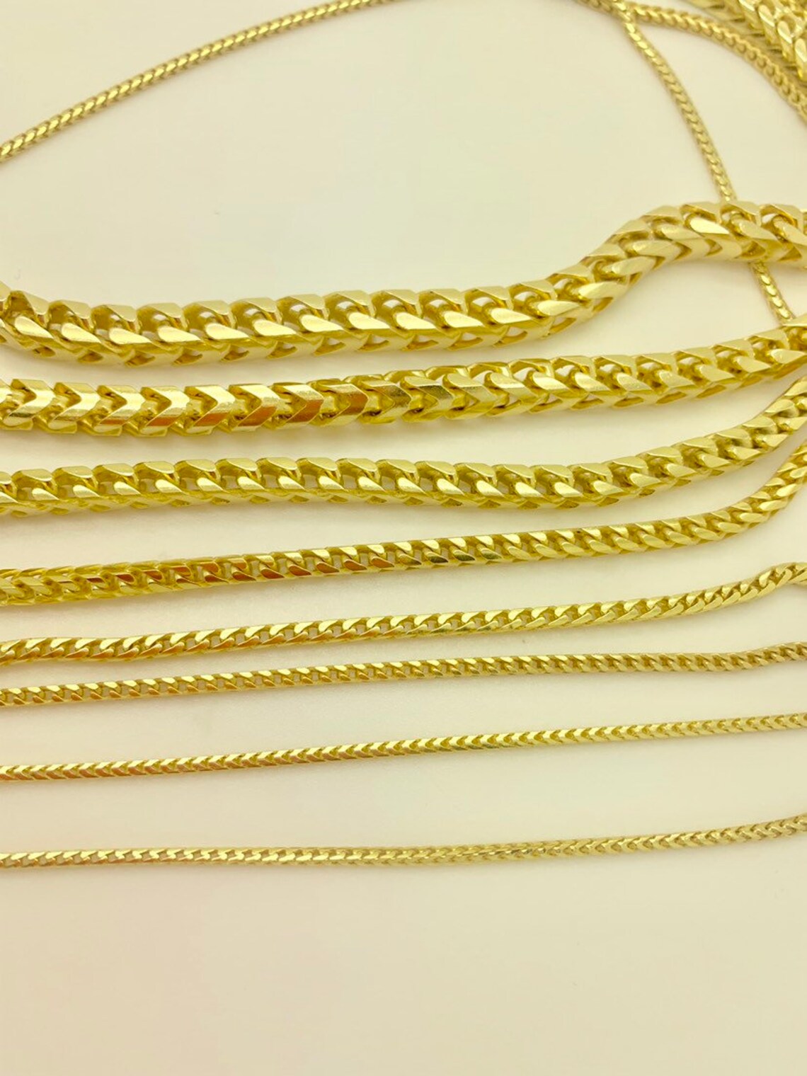 925 Silver 14k Gold Plated Square Box Franco Chain 1.2mm 1.5mm 2mm 2 ...