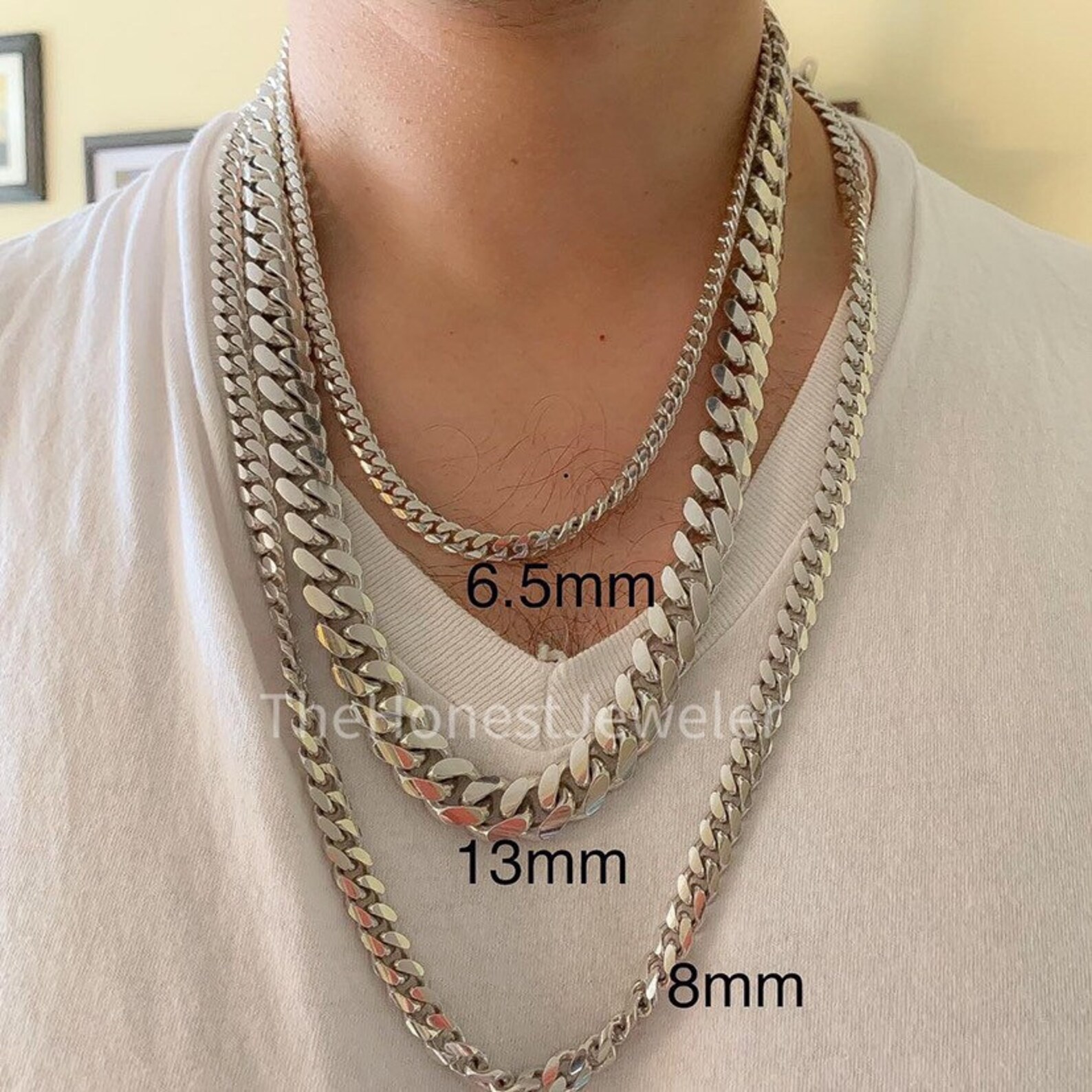 925 Solid Silver Miami Cuban Chainsilver Rhodium Curb - Etsy