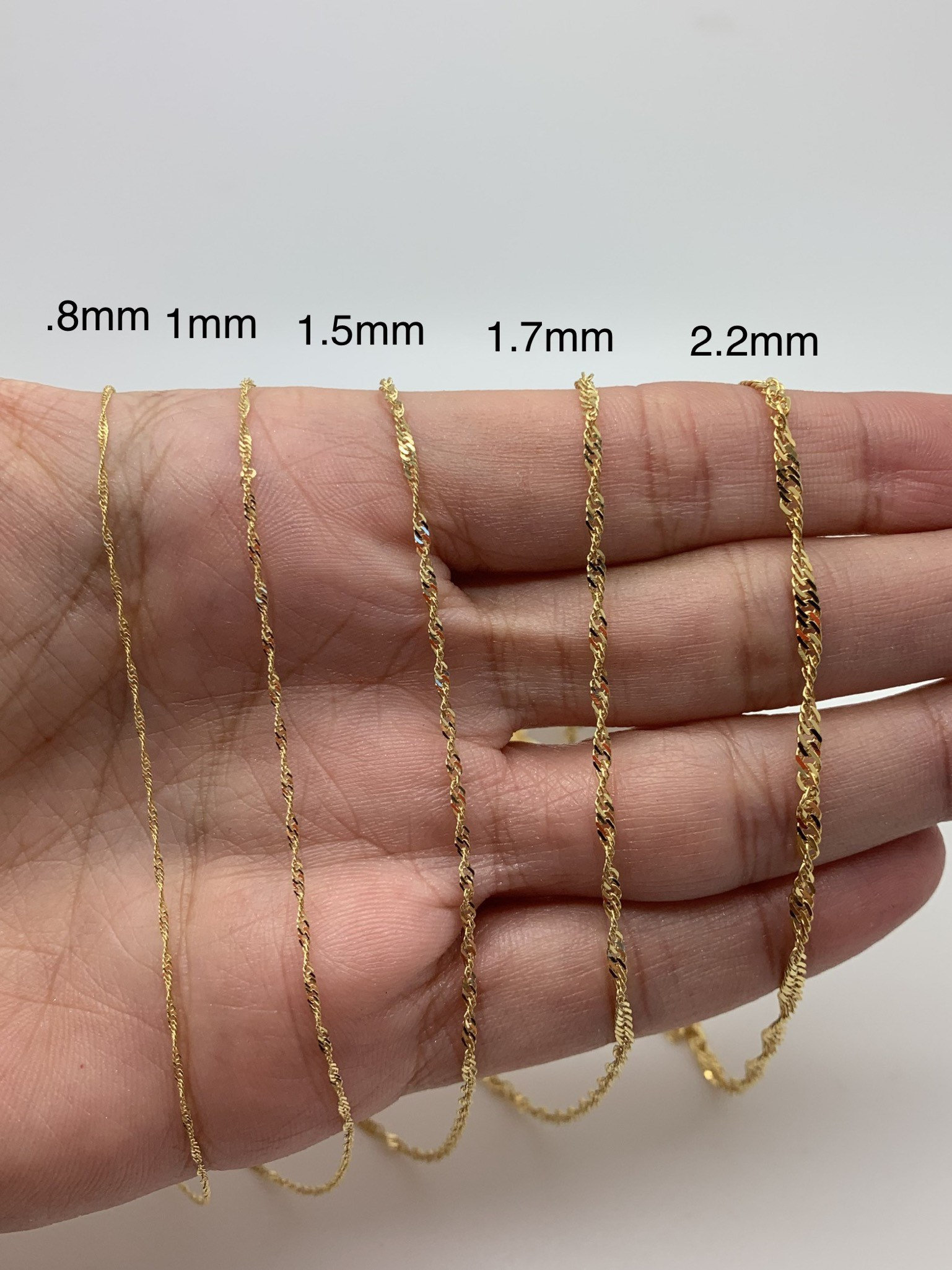 14k Yellow Gold Diamond Cut Singapore Chain Necklace .8mm 1mm | Etsy