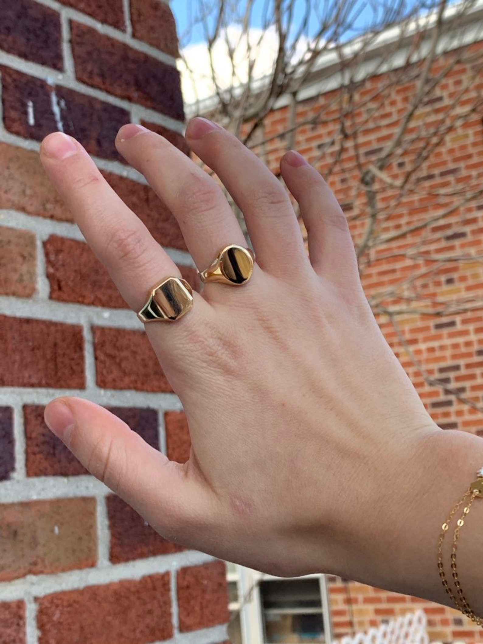 14k Gold Oval RingSignet RingPersonalized RingCustom | Etsy