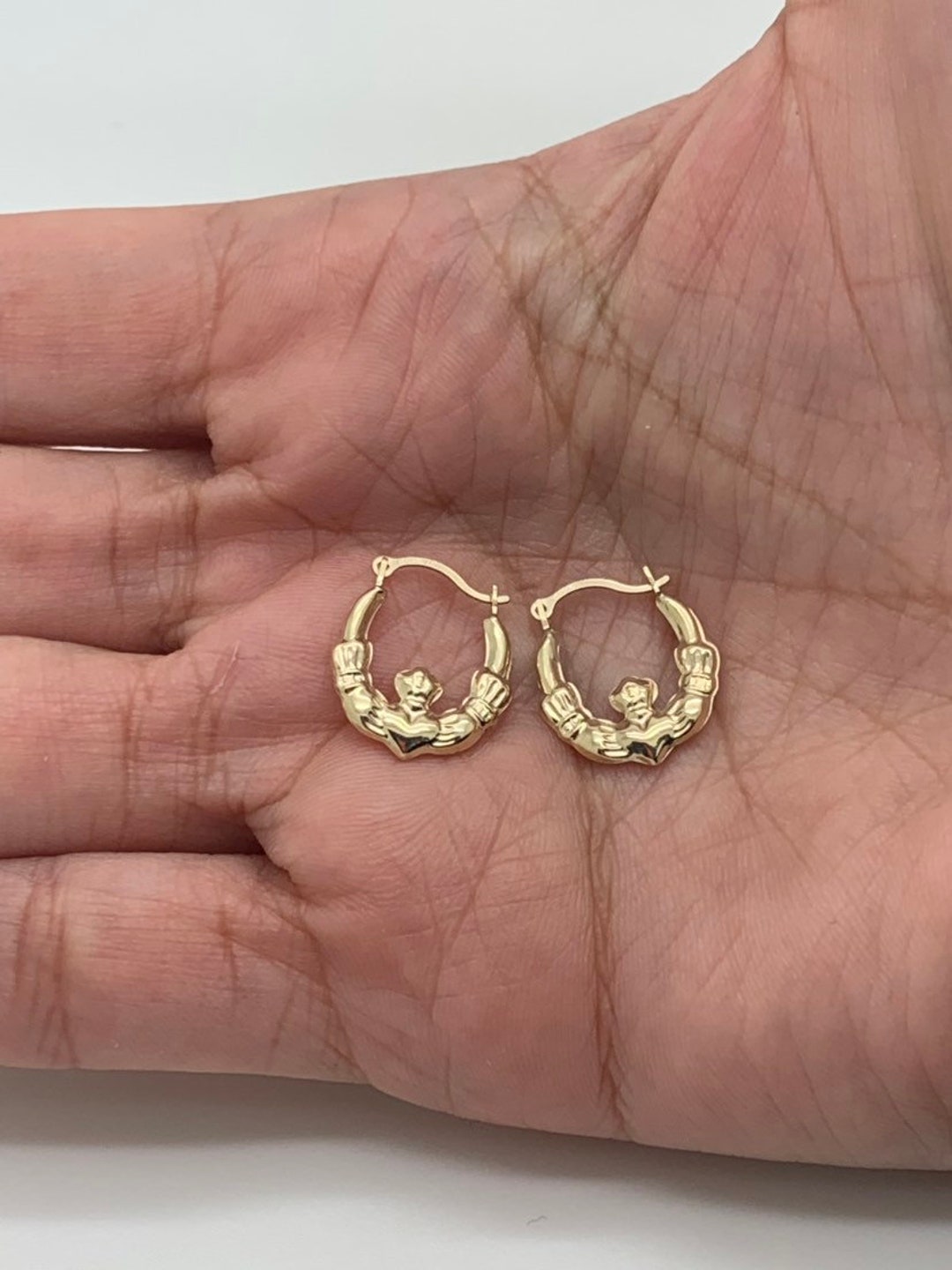 10k Gold Claddagh Hoops,mini Claddagh Earrings, Irish Jewelry,dainty ...
