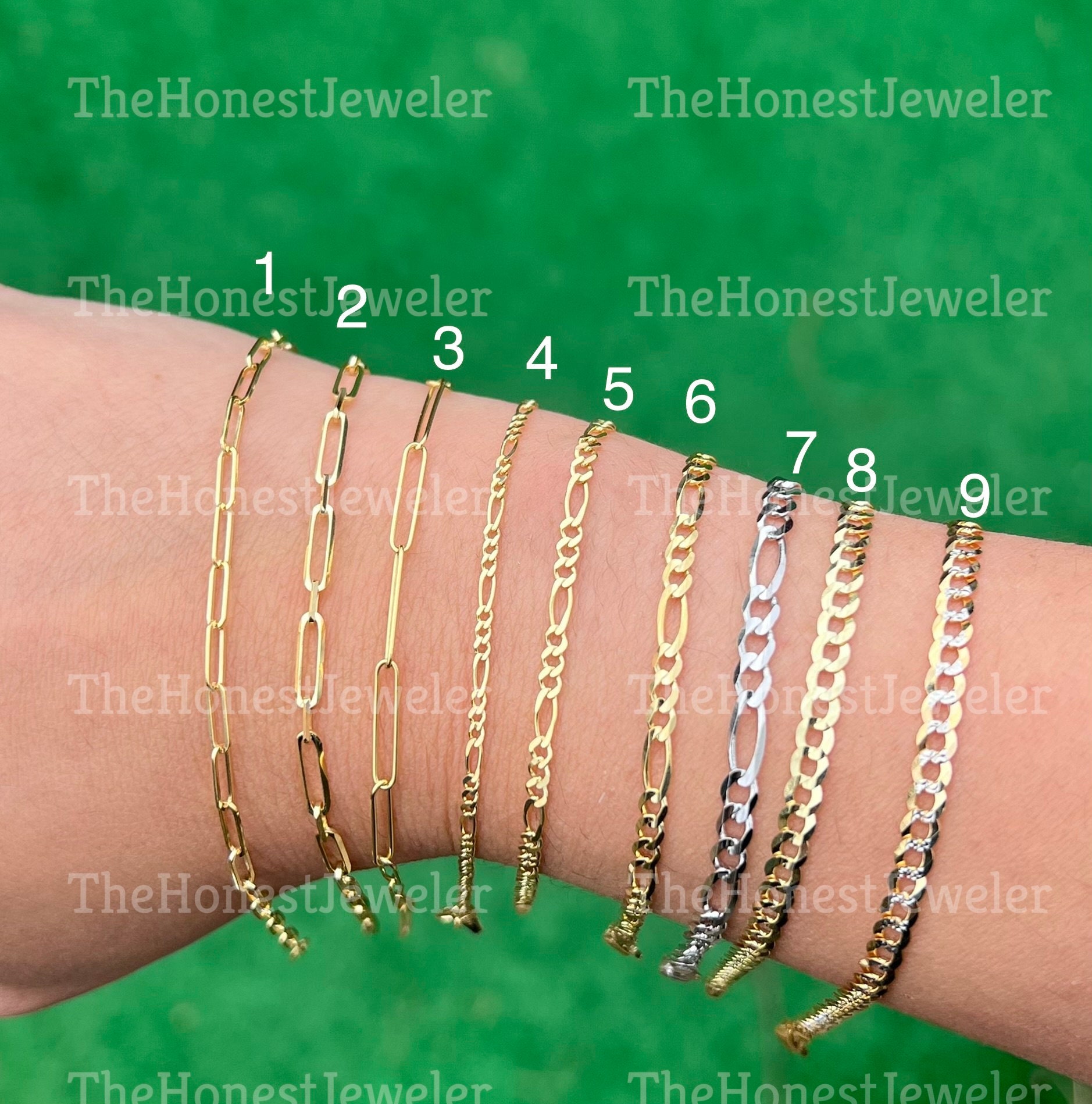 14k Solid Gold Chain Link Bracelets Paperclip Bracelet | Etsy