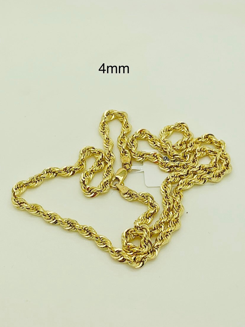 10k Gold Hollow Sparkle Rope Chain Light Weight - Etsy