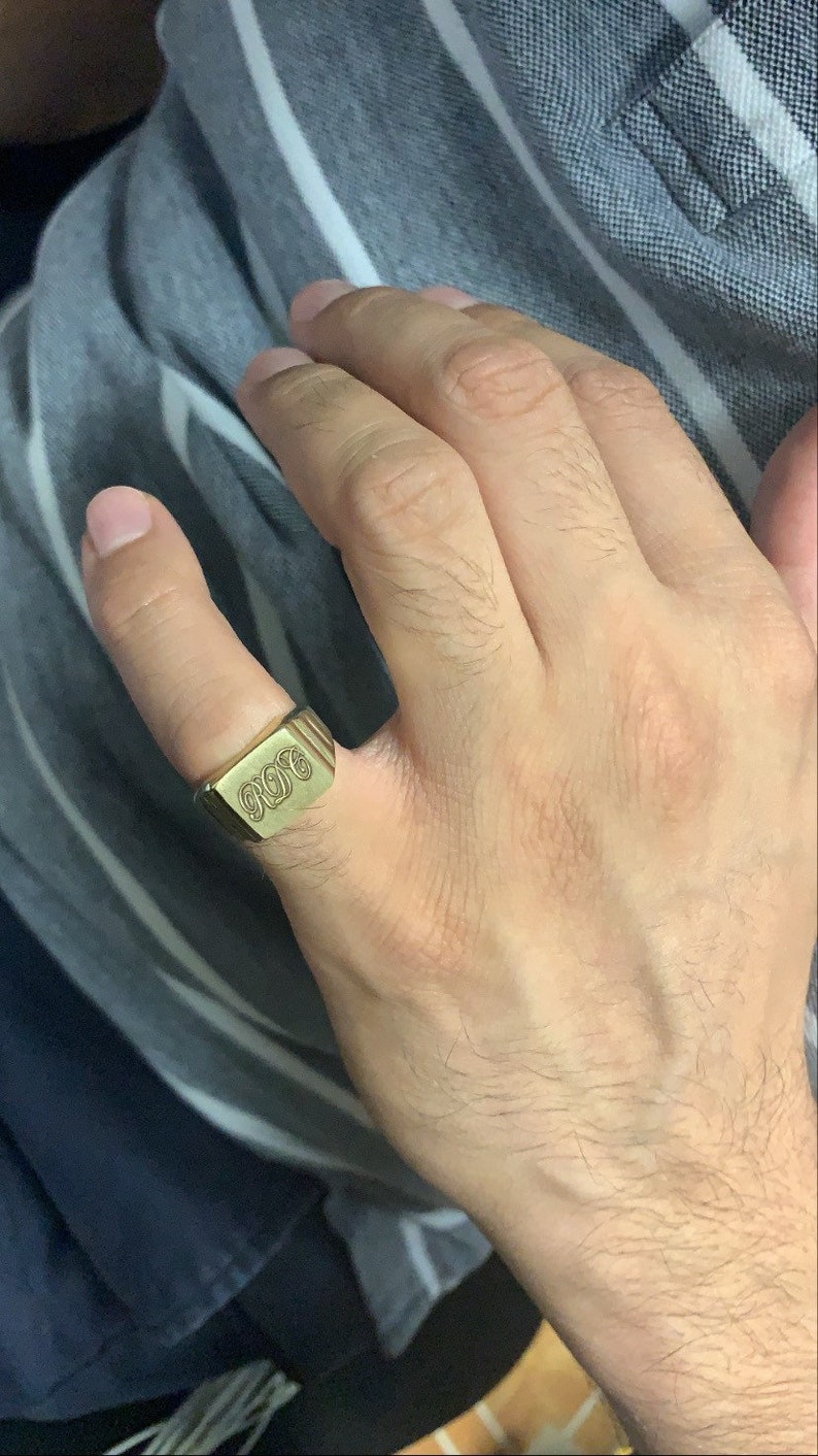 14k Gold Square Signet Ring Men's Signet Ringengravable | Etsy