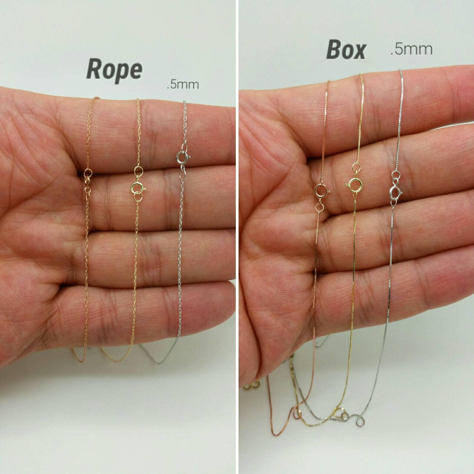 10k Solid Yellow Rose White Gold Box or Rope Necklace Pendant | Etsy