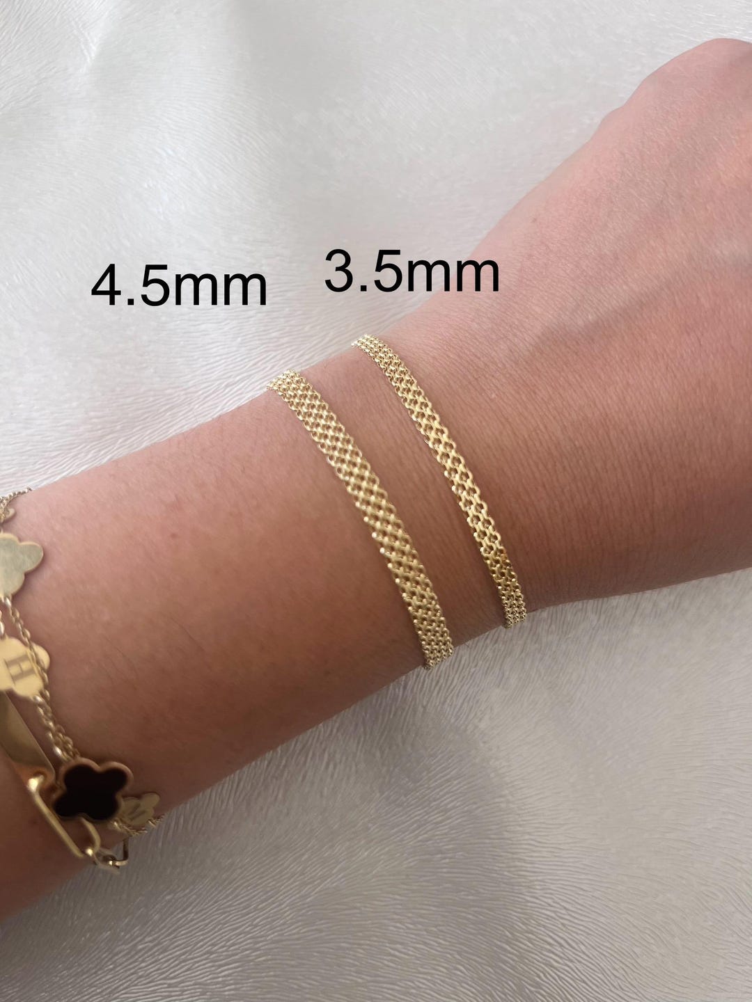 14k Solid Yellow Gold Flat Bismark Herringbone Style Bracelet Chain - Etsy