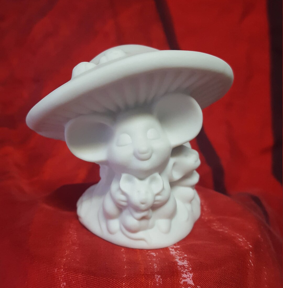 Mouse Under a Mushroom (toadstool), Fine Bisque Porcelain Figurine ...