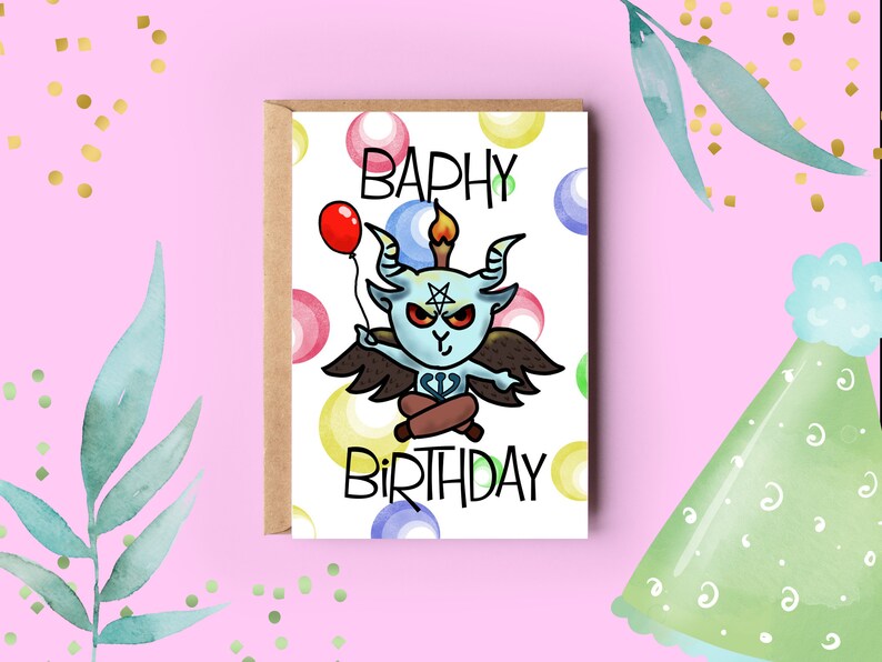 Baphy Birthday Card Baphomet Birthday Card Satanist Satanic Birthday ...