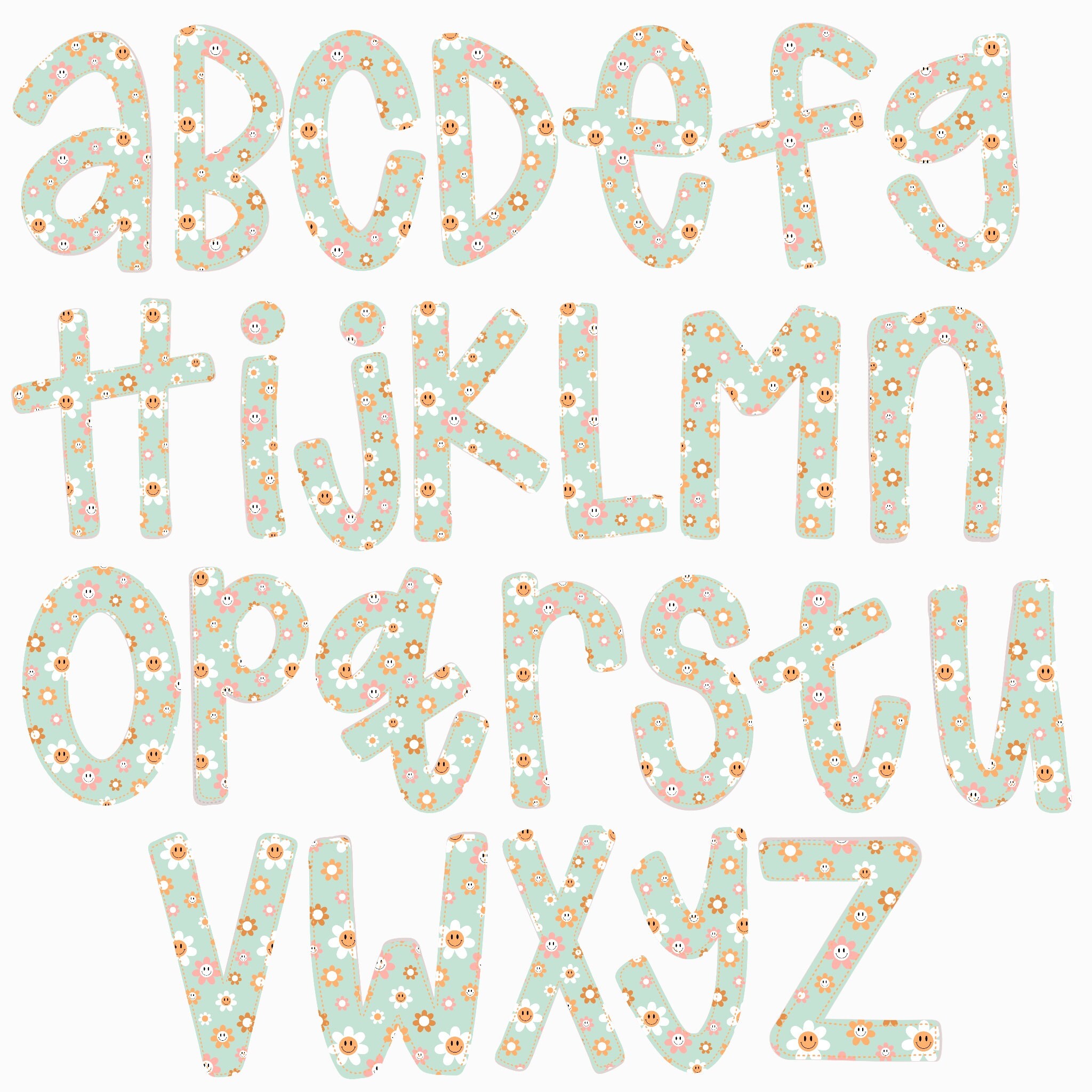 Five Full Alphabet Sets Retro Spring Alphabet Letter Pack - Etsy