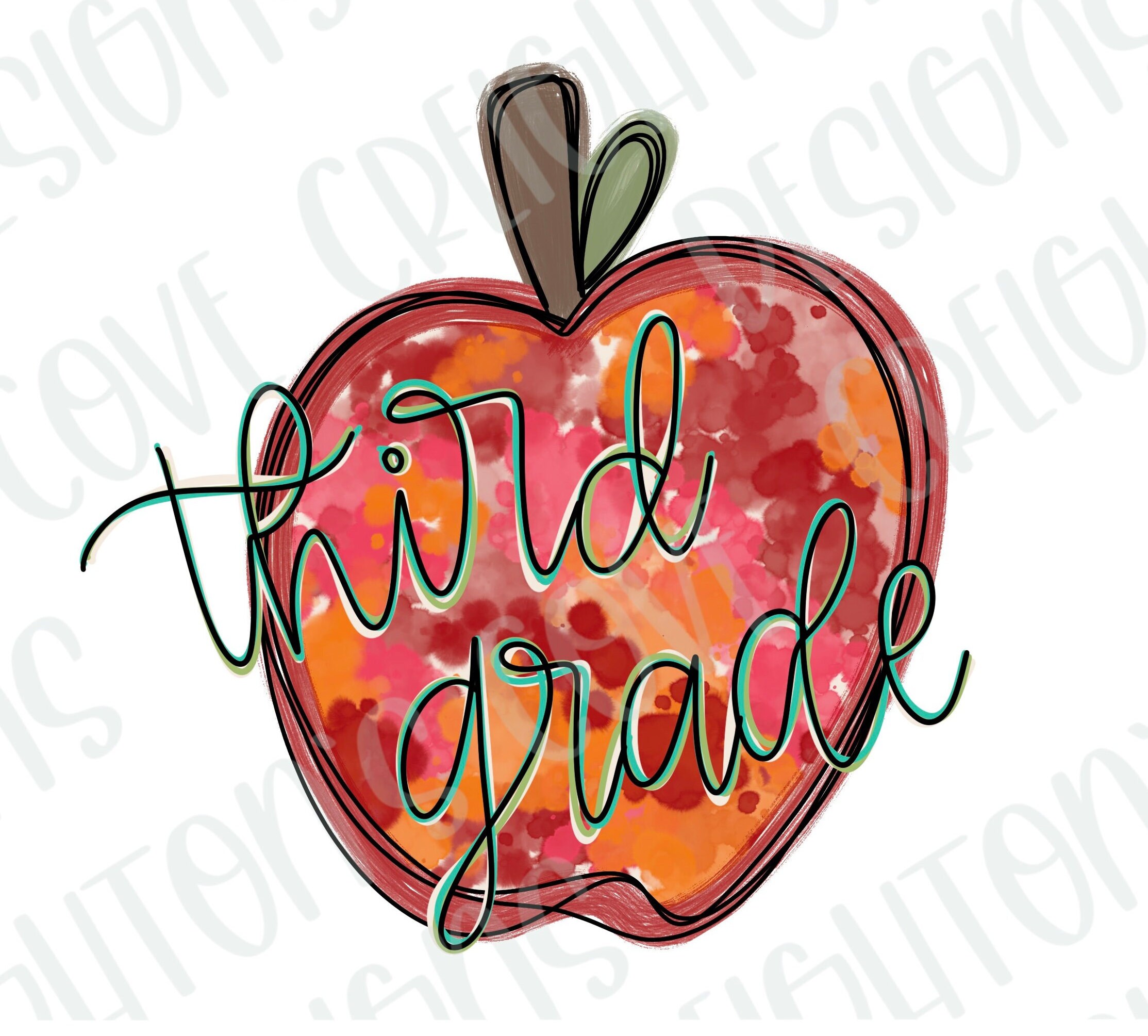 Third Grade Apple PNG, Back to School Sublimation Design, Apple PNG ...
