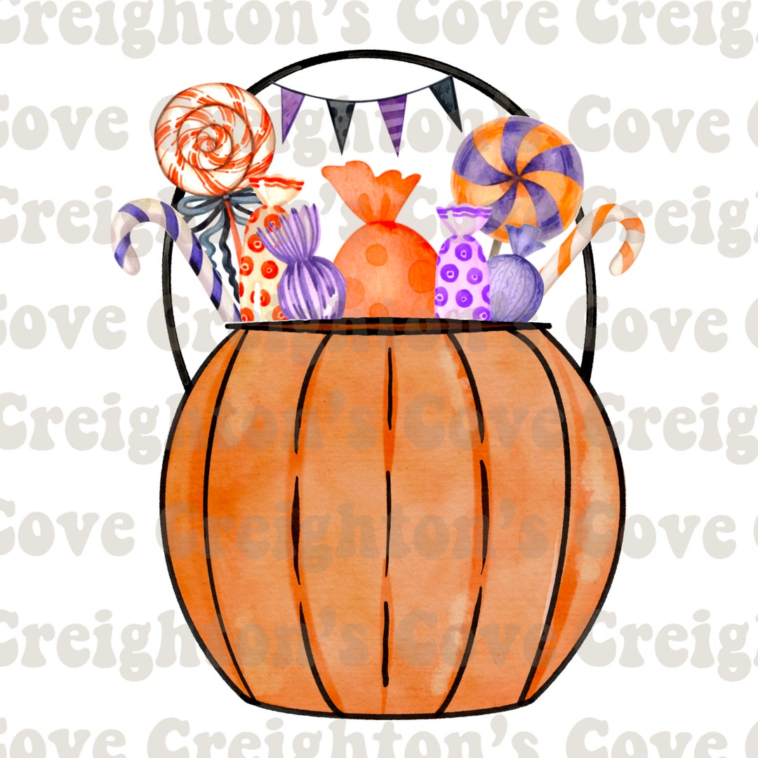 Girls Halloween Candy Bucket PNG, Halloween Sublimation Designs for ...