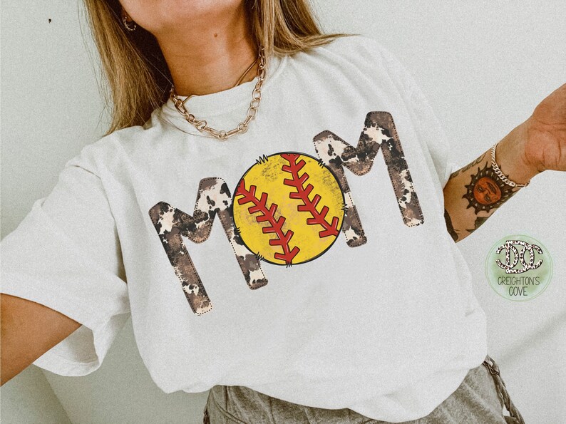Softball Mom PNG Softball Cow Print Softball Doodle Font - Etsy