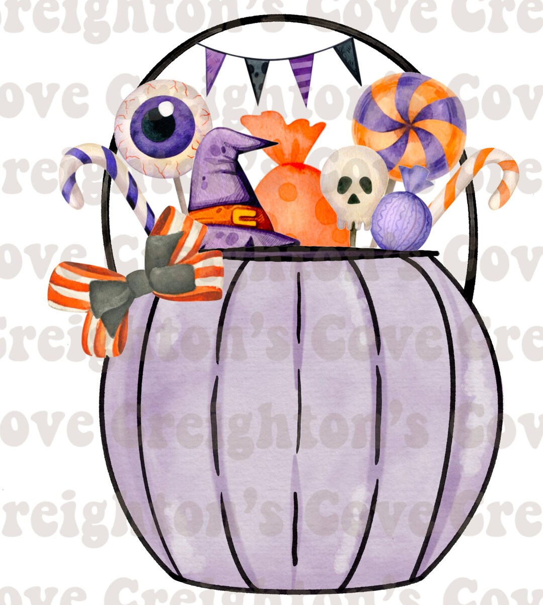Girls Halloween Candy Bucket PNG, Halloween Sublimation Designs for ...