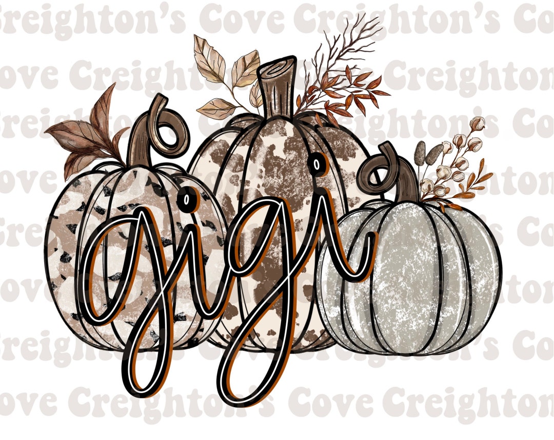 Gigi Pumpkin Sublimation PNG, Animal Print Pumpkins, Fall Sublimation ...