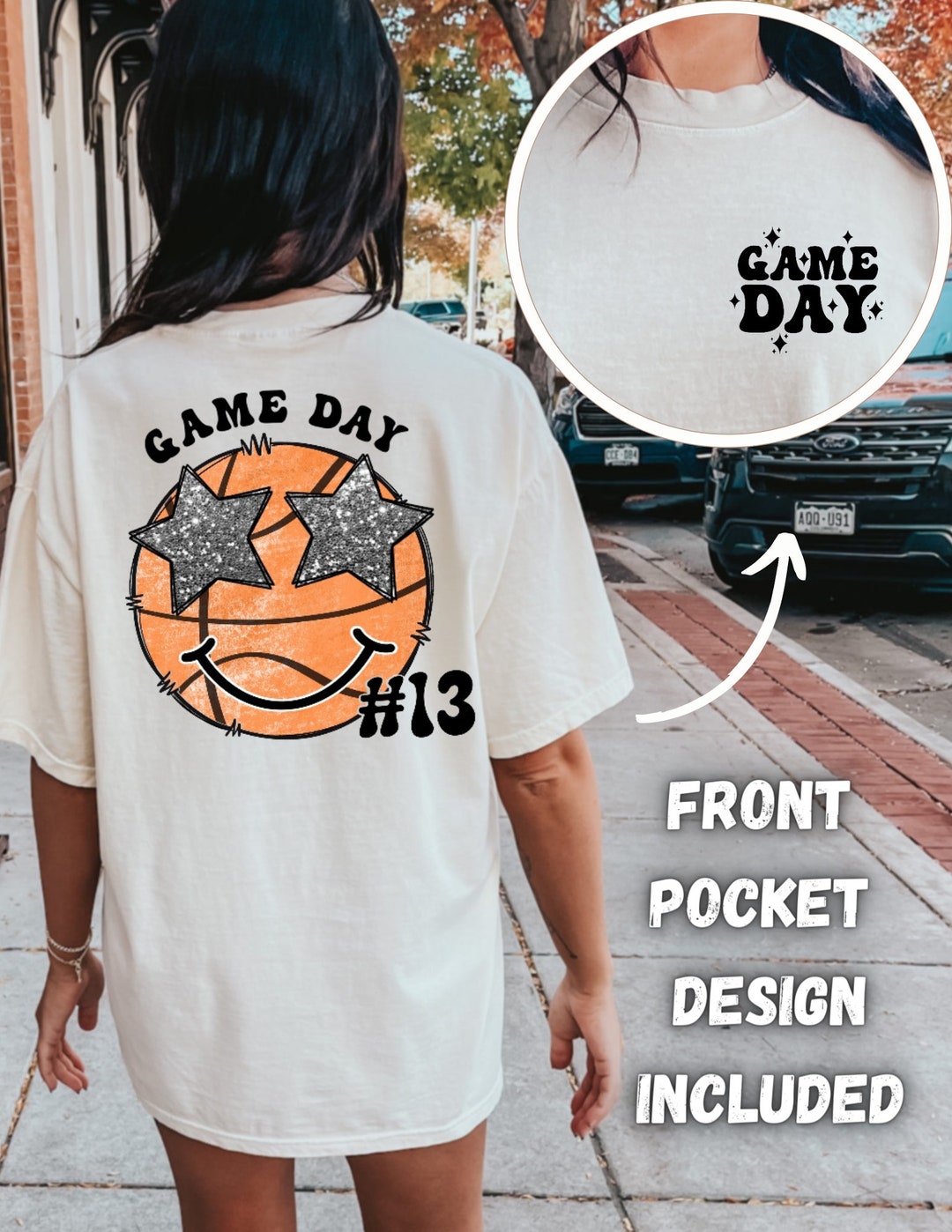 Game Day Basketball Front Back Sublimation Design | Basketball PNG ...