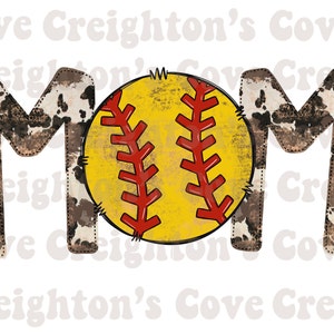 Softball Mom PNG | Softball Cow Print | Softball Doodle Font | Softball ...