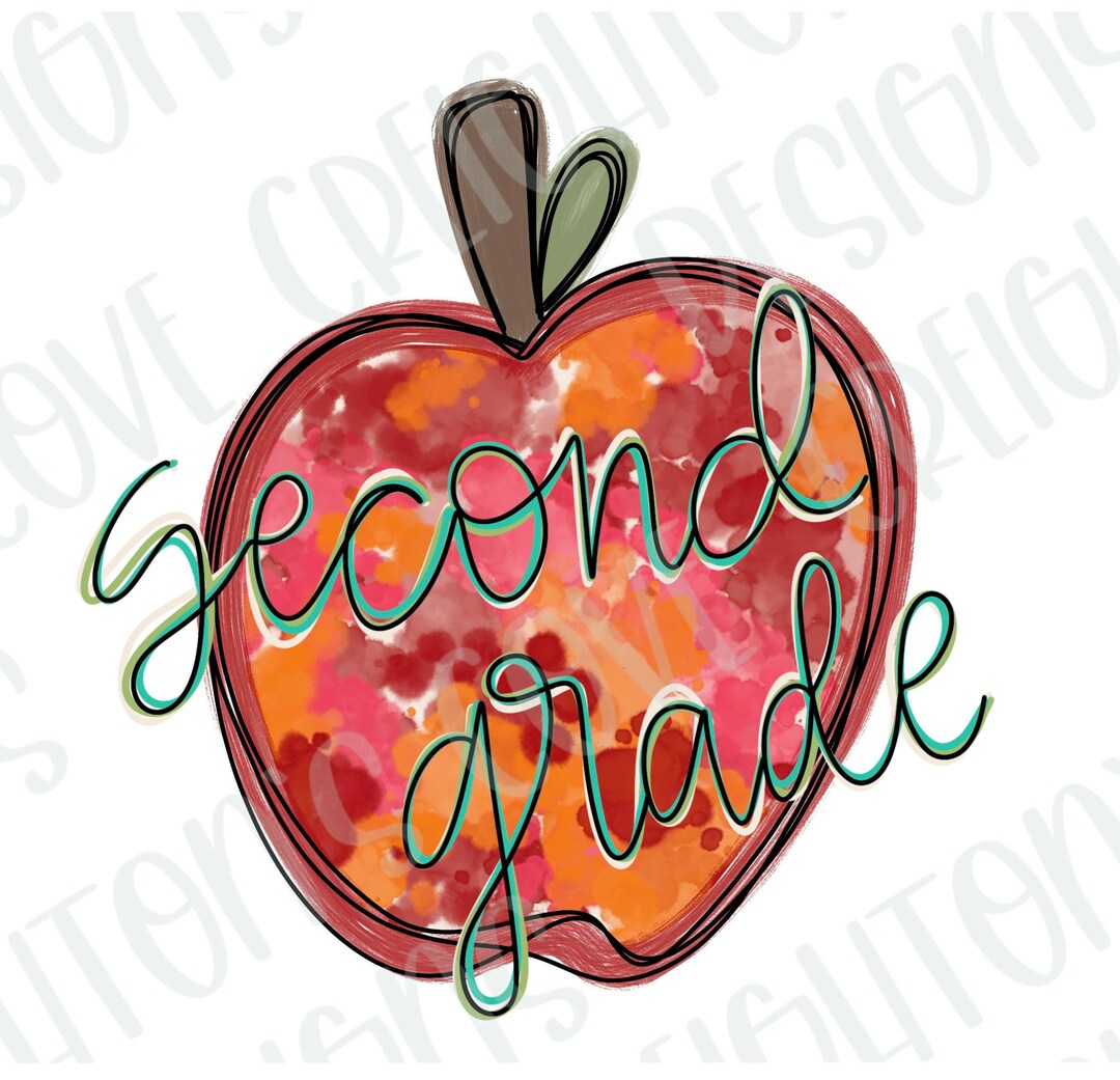 Second Grade Apple PNG, Back to School Sublimation Design, Girls School ...